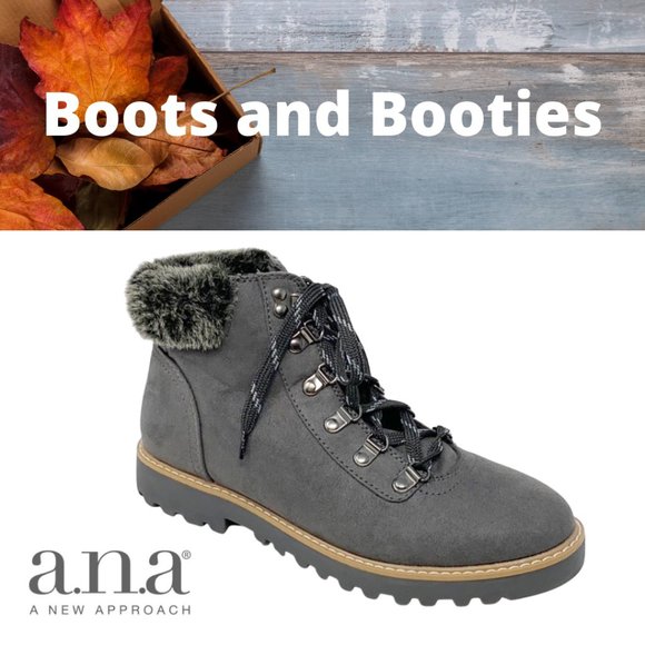 a.n.a | Shoes | Ana Womens Nelson Block Heel Laceup Booties | Poshmark